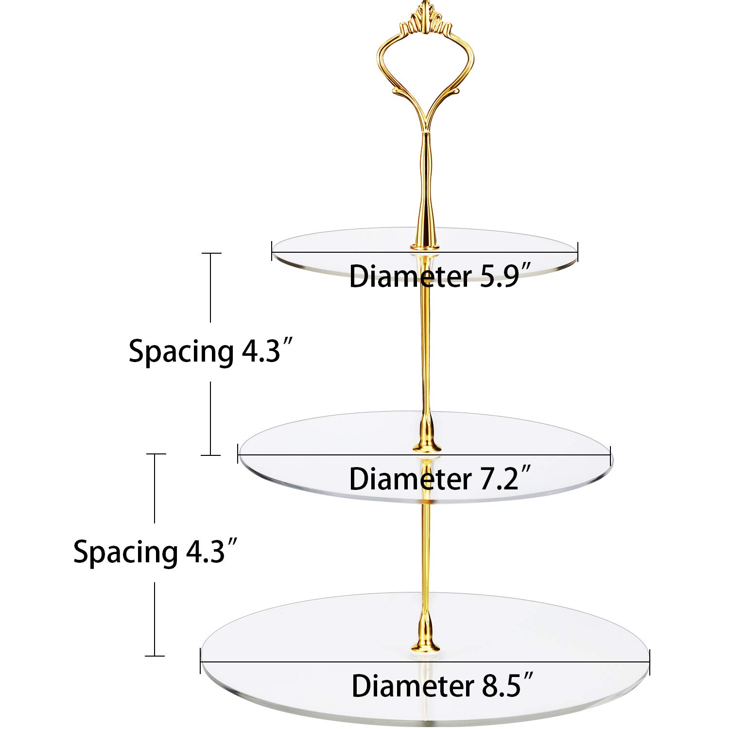 3 Tier Acrylic Round Clear Cupcake Stand Dessert Tower Stand Cookies Cupcake Display Stand for Wedding Treats Birthday Party Baby Shower