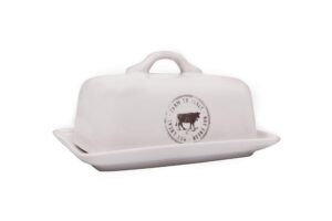 stoneware butter dish with cow decal