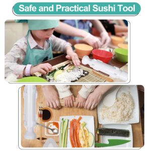 Ajerg Sushi Making Kit - DIY Sushi Roller Mold Maker Kit, Sushi Kit with Bamboo Sushi Rolling Mat, Sushi Bazooka Kit, Rice Mold