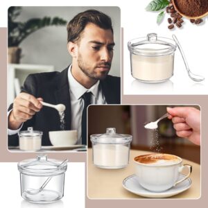 Patelai 4 Pieces Sugar Bowl Acrylic Clear Sugar Bowl with Lid and Salt Spoon Storage Sugar Jar with Airtight Lid for Sugar, Salt, Tea, Spices, Herbs, Condiments (13 oz)