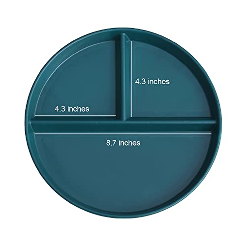 YBOBK HOME Portion Control Plate For Adults Weight Loss, Round Bariatric Portion Control Plate, Reusable Plastic Divided Plate With 3 Compartments, Dishwasher & Microwave Safe (Green 1 Pcs)