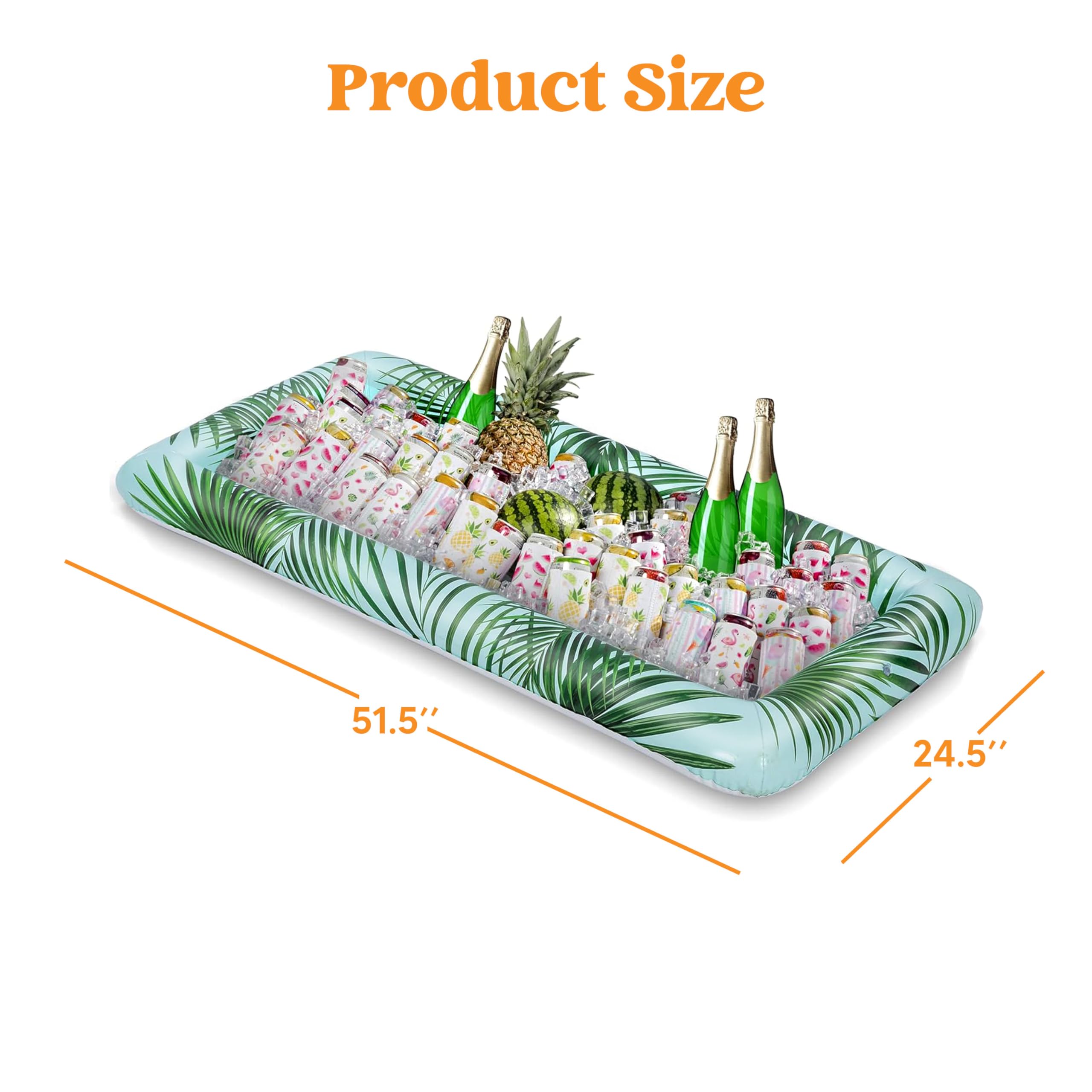 Sloosh 2-Pack Inflatable Serving Bars Cooler - Leaf Pattern Inflatable Cooler Ice Buffet Salad Serving Trays with Drain Plug, Food Drink Cooler for Indoor Outdoor Summer Picnic Pool Beach Luau Party