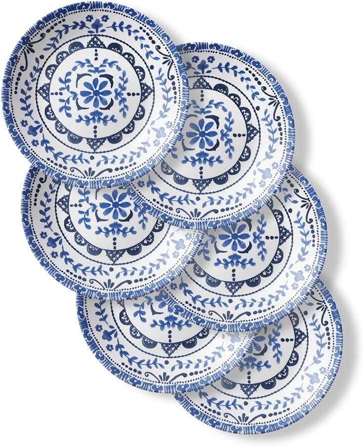 Corelle Vitrelle 6-Piece Appetizer Plates Set, Triple Layer Glass and Chip Resistant, 6-3/4-Inch Lightweight Round Plates, Portofino