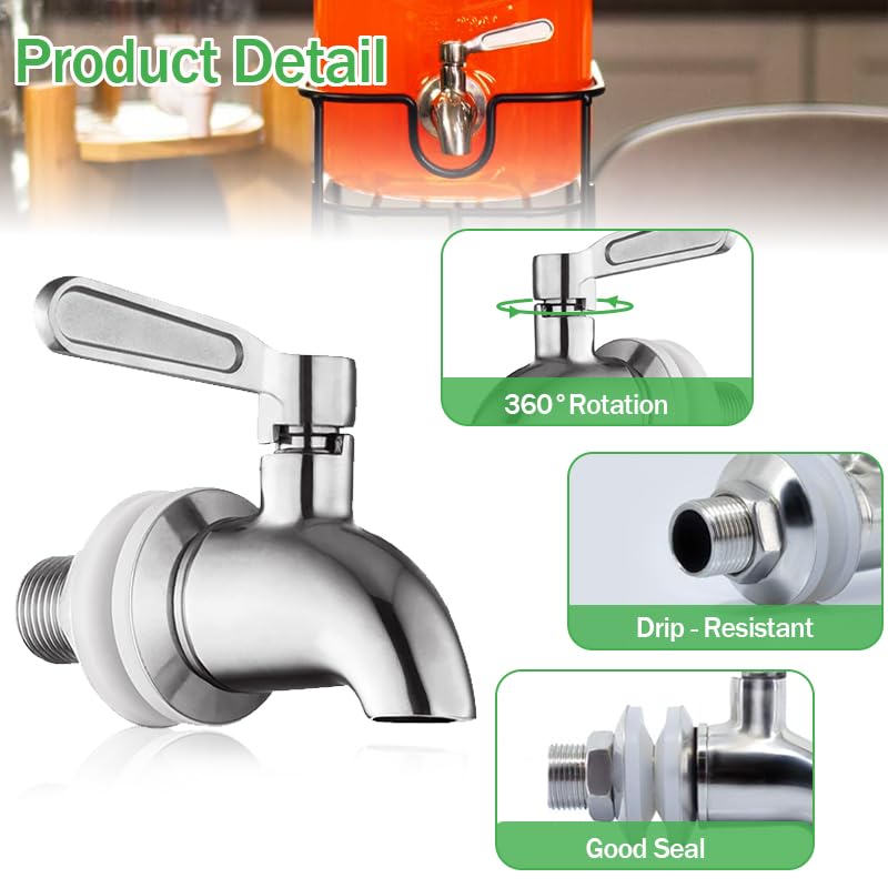 hgzaccompany Stainless Steel Spigot for Drink Dispenser, Replacement Metal Spigot for Beverage Dispenser, Water Dispenser Faucet, Food Grade Metal Spout.