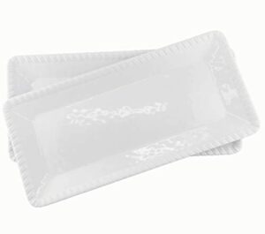 kx-ware 17-inch melamine serving tray/platters set of 2, white & rectangular | 100% melamine,dishwasher safe,bpa free