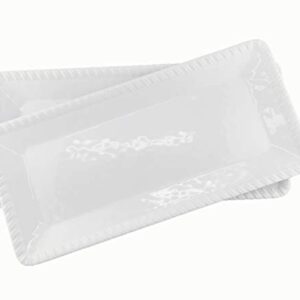 KX-WARE 17-Inch Melamine Serving Tray/Platters Set of 2, White & Rectangular | 100% Melamine,Dishwasher Safe,BPA Free