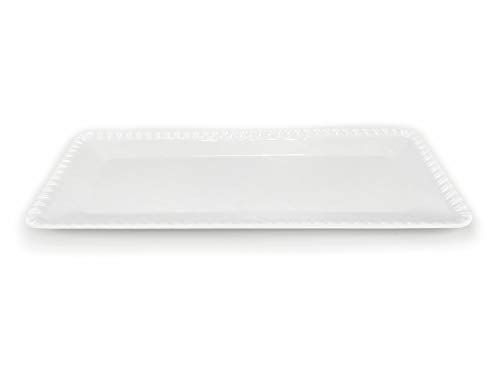 KX-WARE 17-Inch Melamine Serving Tray/Platters Set of 2, White & Rectangular | 100% Melamine,Dishwasher Safe,BPA Free