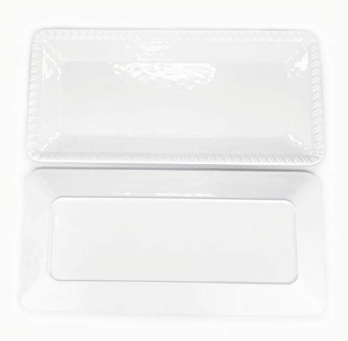 KX-WARE 17-Inch Melamine Serving Tray/Platters Set of 2, White & Rectangular | 100% Melamine,Dishwasher Safe,BPA Free