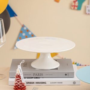 Kanwone 10-Inch Porcelain Cake Stand, Cake Plate, Dessert Stand, Cake Stand for Party, Home Decorating Stand, White