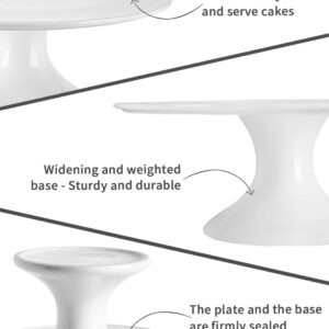 Kanwone 10-Inch Porcelain Cake Stand, Cake Plate, Dessert Stand, Cake Stand for Party, Home Decorating Stand, White