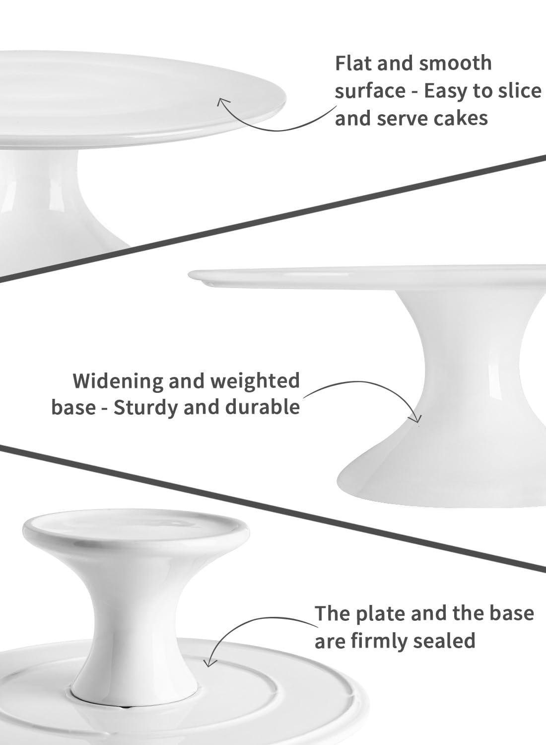 Kanwone 10-Inch Porcelain Cake Stand, Cake Plate, Dessert Stand, Cake Stand for Party, Home Decorating Stand, White