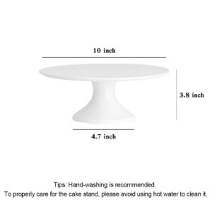 Kanwone 10-Inch Porcelain Cake Stand, Cake Plate, Dessert Stand, Cake Stand for Party, Home Decorating Stand, White