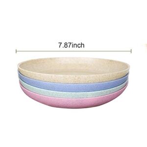 shopwithgreen Wheat Plastic Reusable Dinner Plates, Camping Outdoor Plates Sets, for Kitchen, Dorm Room, Microwave Dishwasher Safe, Unbreakable and Lightweight, 7.8 Inch, 4 PCS