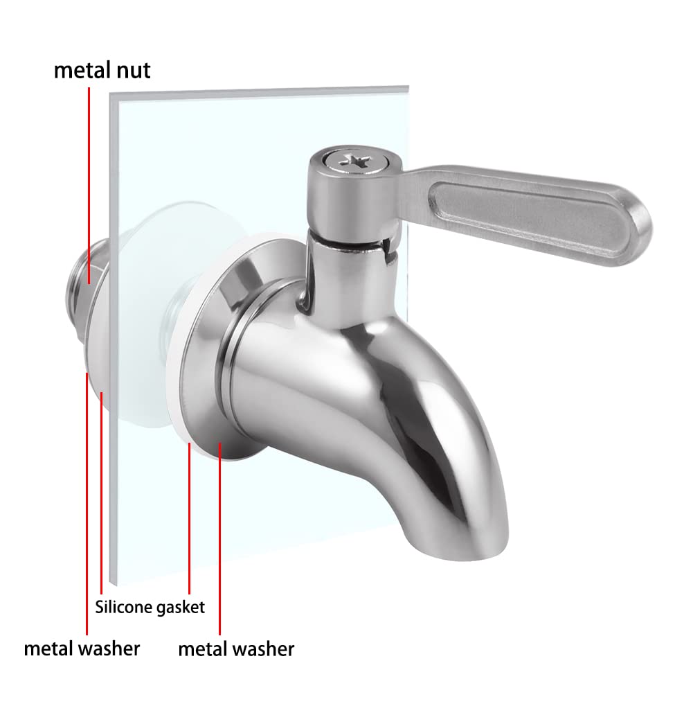 Walkinginrain Beverage Dispenser Replacement Spigot,Stainless Steel Spigot for Water Dispenser,Drink Dispenser Replacement Faucet