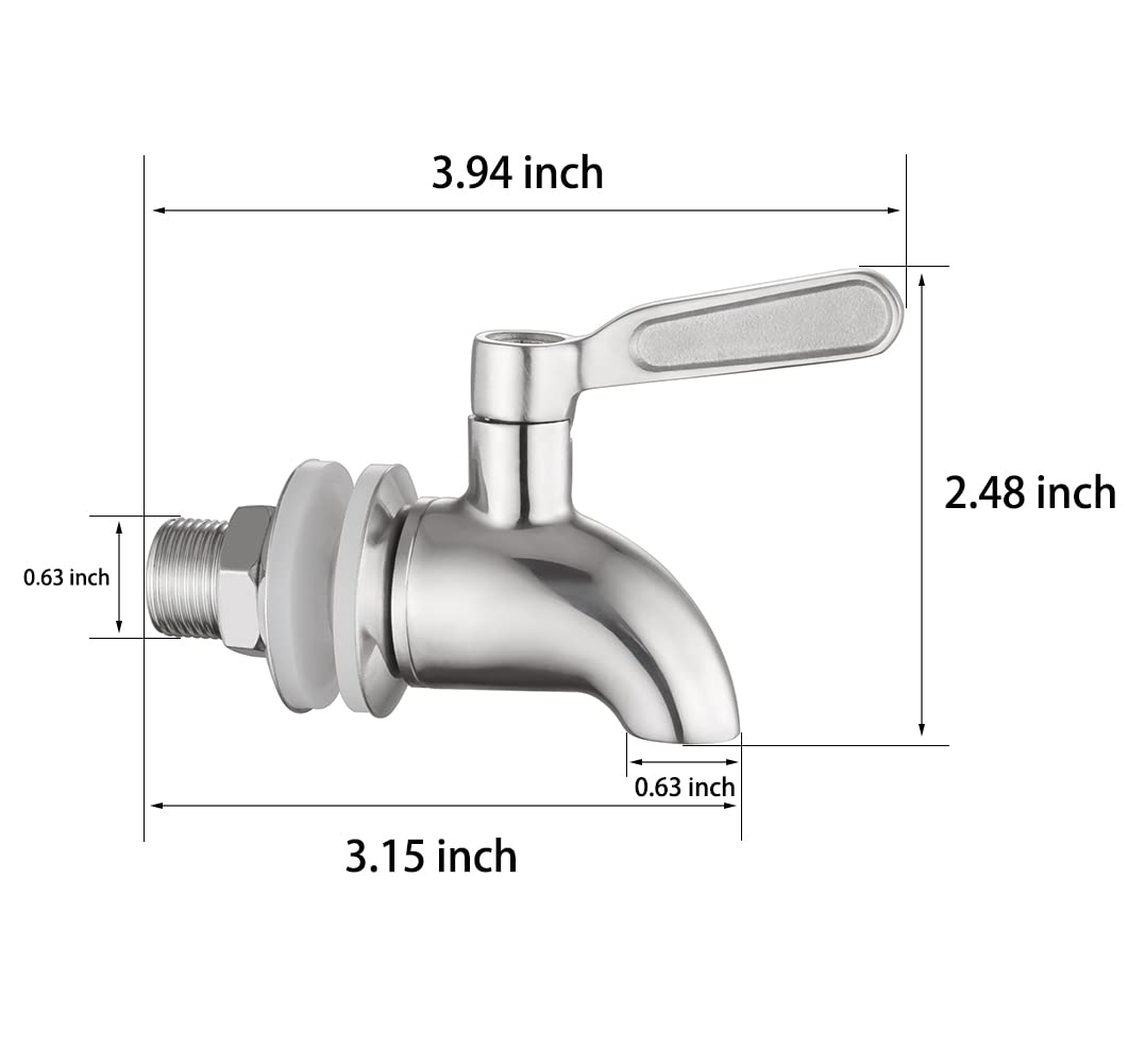 Walkinginrain Beverage Dispenser Replacement Spigot,Stainless Steel Spigot for Water Dispenser,Drink Dispenser Replacement Faucet