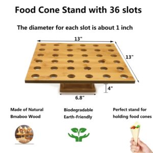 Gere Bamboo Food Cone Stand, Sushi Hand Roll Display Stand, Holds up to 36 Cones, Ice Cream Cone Holder, for Restaurants, Catered Events, and Buffets