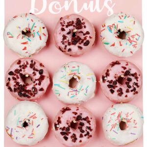 OWOYDOJ Donut Wall Display Stand Wood, Reusable Rustic Doughnut Board Holder for Baby Showers, Bridal Shower, Birthday, Wedding, Donut Party Supplies, Holds 9 Donuts (Pink, 1)