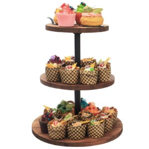 cupcake stand, othran 3 tier wood cake stand cupcake tower wooden cupcake stand 3 tier serving tray for farmhouse wedding, birthday, tea parties, baby showers, kitchen decor