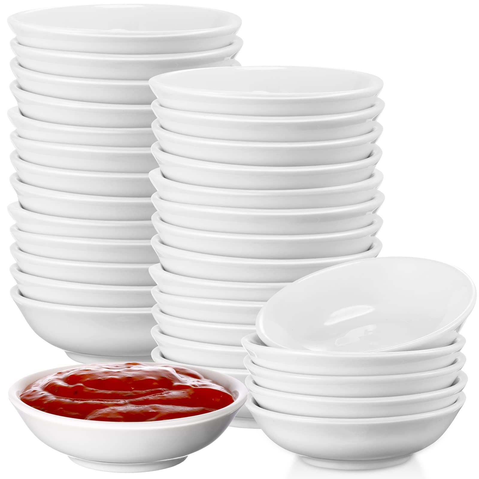 50 Pcs Soy Sauce Dish Ceramic White Dipping Bowls Bulk, 1.2 oz Asian Small Porcelain Sauce Bowls for Sushi, Tomato Sauce, Vinegar, Olive Oil, Soy, Spices, BBQ Chip and Dip Serving Bowl Set Gift