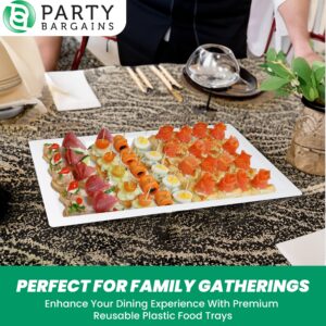 PARTY BARGAINS 16" x 11" Plastic Serving Trays - 4 Pack, Disposable White Plastic Trays, Excellent for Weddings, Buffets, Birthday Parties