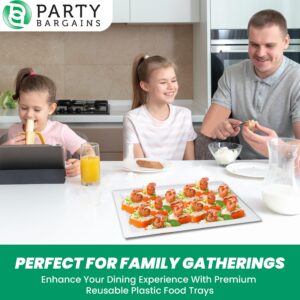 PARTY BARGAINS 16" x 11" Plastic Serving Trays - 4 Pack, Disposable White Plastic Trays, Excellent for Weddings, Buffets, Birthday Parties