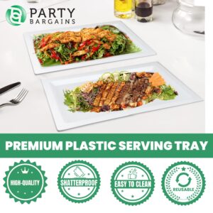 PARTY BARGAINS 16" x 11" Plastic Serving Trays - 4 Pack, Disposable White Plastic Trays, Excellent for Weddings, Buffets, Birthday Parties