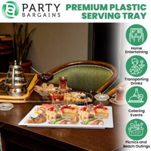 PARTY BARGAINS 16" x 11" Plastic Serving Trays - 4 Pack, Disposable White Plastic Trays, Excellent for Weddings, Buffets, Birthday Parties