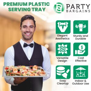 PARTY BARGAINS 16" x 11" Plastic Serving Trays - 4 Pack, Disposable White Plastic Trays, Excellent for Weddings, Buffets, Birthday Parties