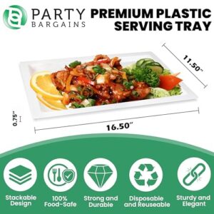 PARTY BARGAINS 16" x 11" Plastic Serving Trays - 4 Pack, Disposable White Plastic Trays, Excellent for Weddings, Buffets, Birthday Parties