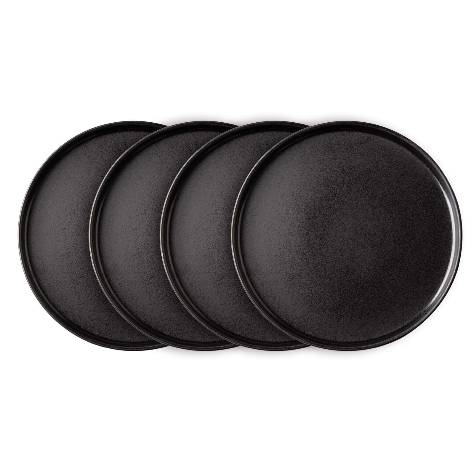 AmorArc Stoneware Dinner Plates Set of 4, 10.25 Inch Reactive Matte Glaze Ceramic Plates Set, Modern Dinnerware Dish set for Kitchen, Microwave, Dishwasher Safe, Scratch Resistant - Matte Black