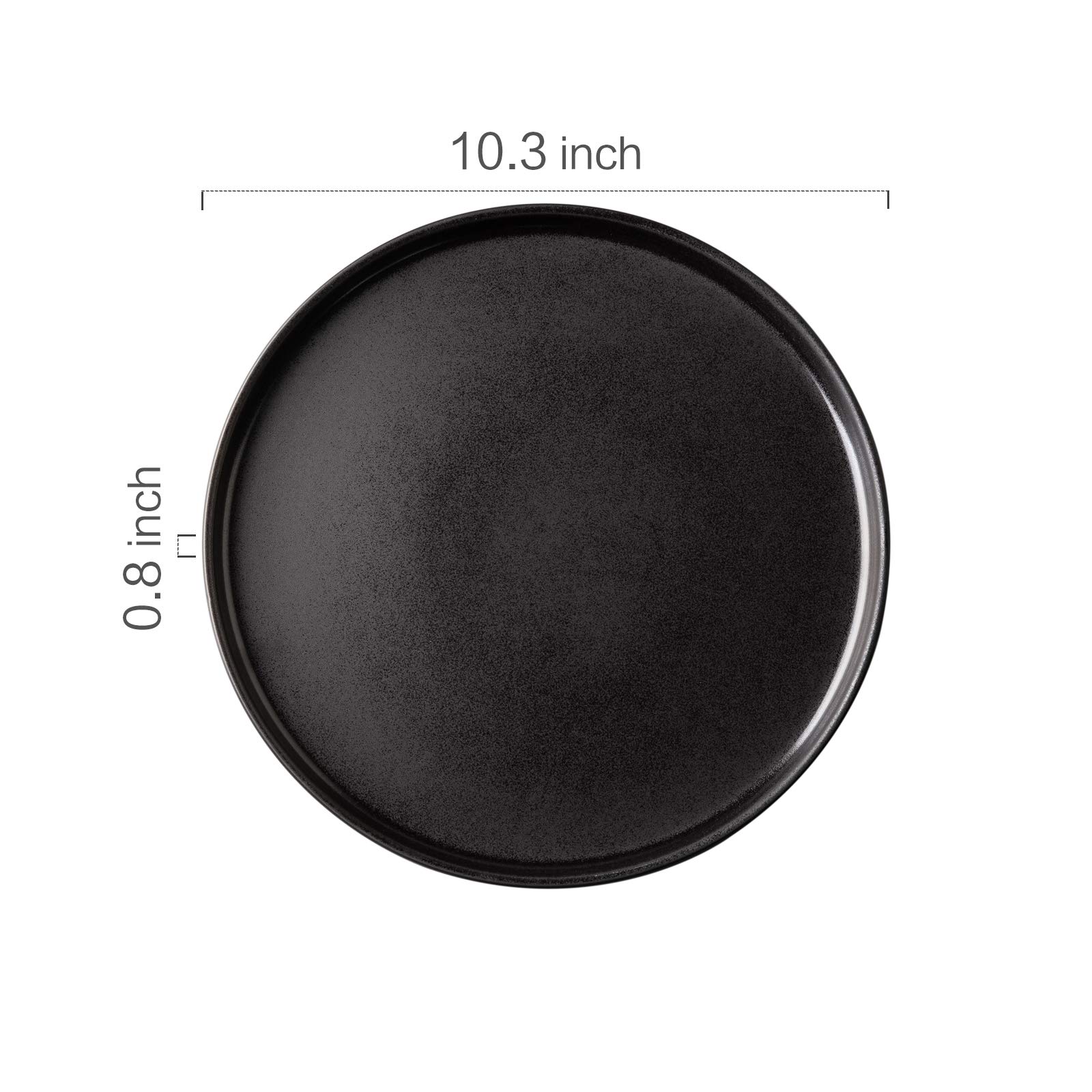 AmorArc Stoneware Dinner Plates Set of 4, 10.25 Inch Reactive Matte Glaze Ceramic Plates Set, Modern Dinnerware Dish set for Kitchen, Microwave, Dishwasher Safe, Scratch Resistant - Matte Black