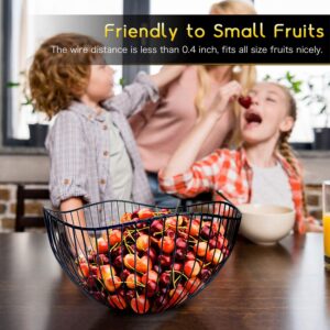 DMAR Wire Fruit Basket Black Fruit Bowl for Kitchen Counter Wave Fruit Basket Serving Bowl Wire Fruit Dish for Fruits and Veggies