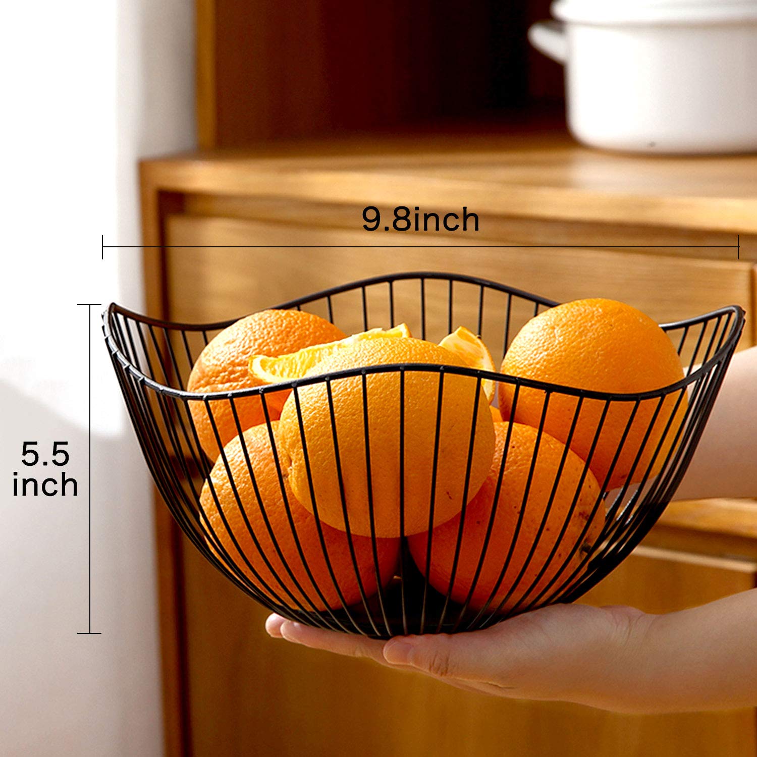 DMAR Wire Fruit Basket Black Fruit Bowl for Kitchen Counter Wave Fruit Basket Serving Bowl Wire Fruit Dish for Fruits and Veggies