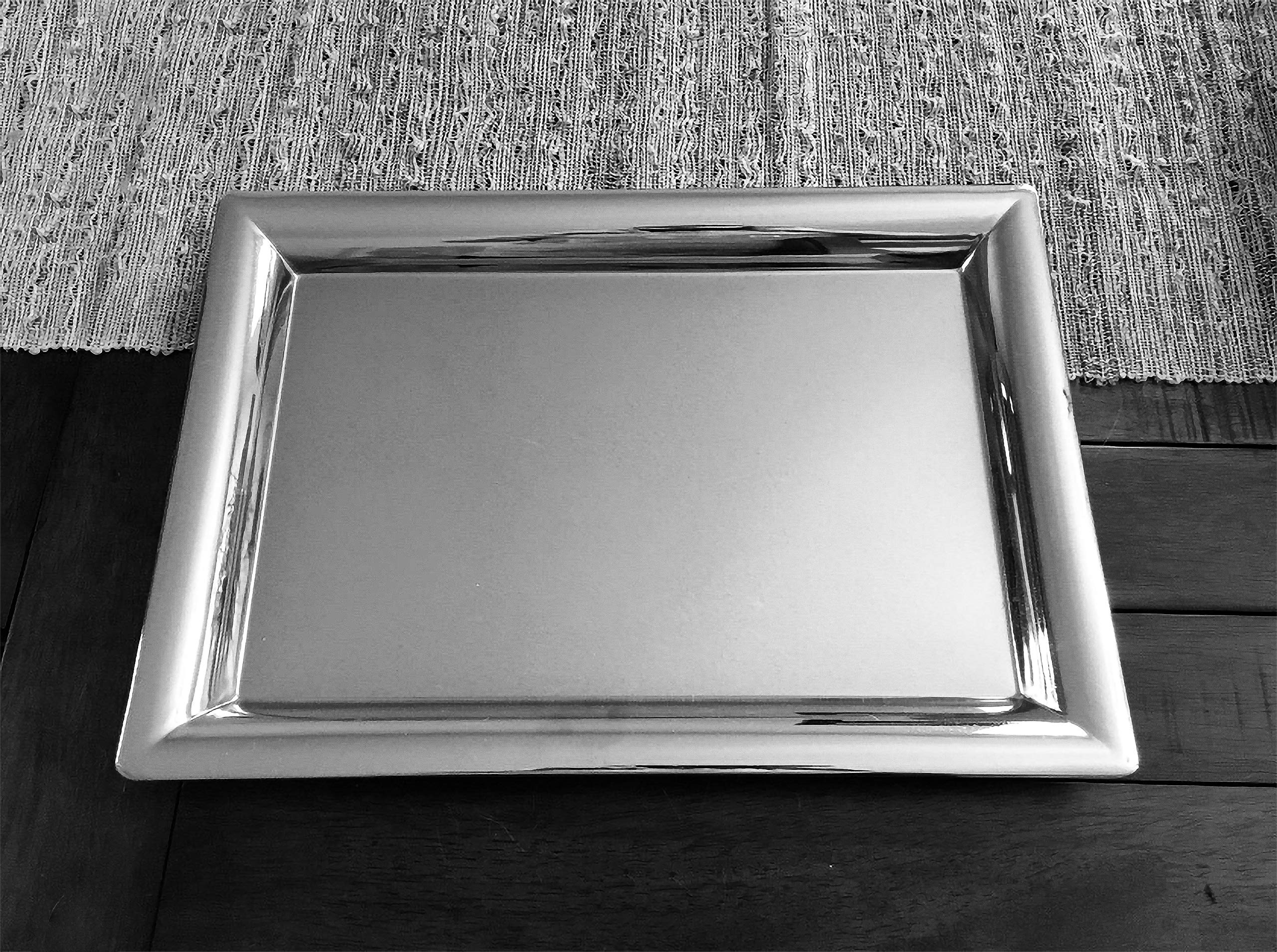 Le'raze Elegant Mirrored Rectangular Silver Tray, Mirrored Tray for Whiskey Decanter, Candle Sticks, Vanity Set, Perfume Tray, and Serving