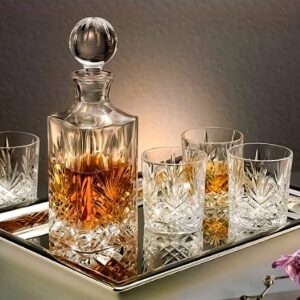 Le'raze Elegant Mirrored Rectangular Silver Tray, Mirrored Tray for Whiskey Decanter, Candle Sticks, Vanity Set, Perfume Tray, and Serving