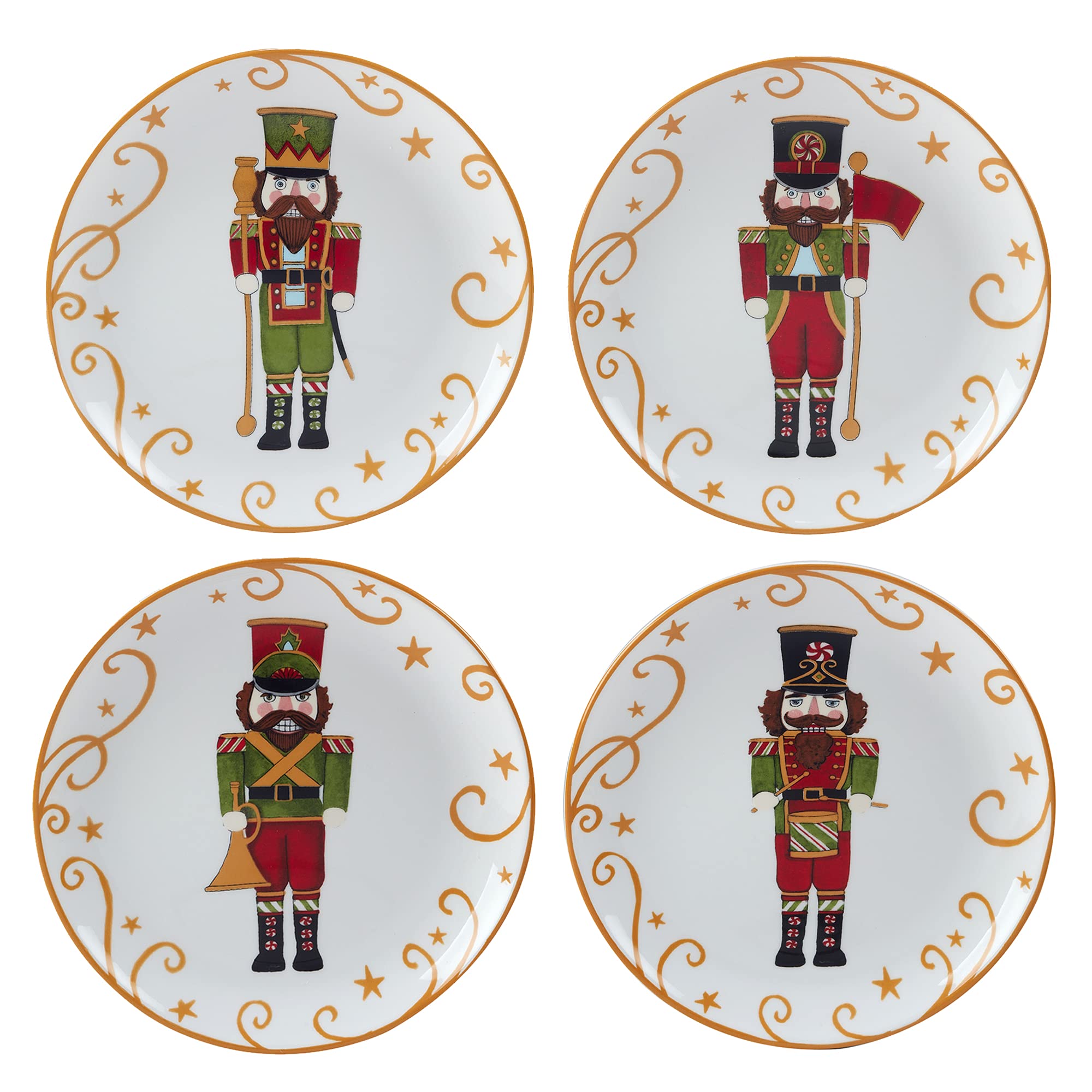 Certified International Holiday Magic Nutcracker 9" Dessert/Salad Plates, Multicolor, Medium, Set of 4