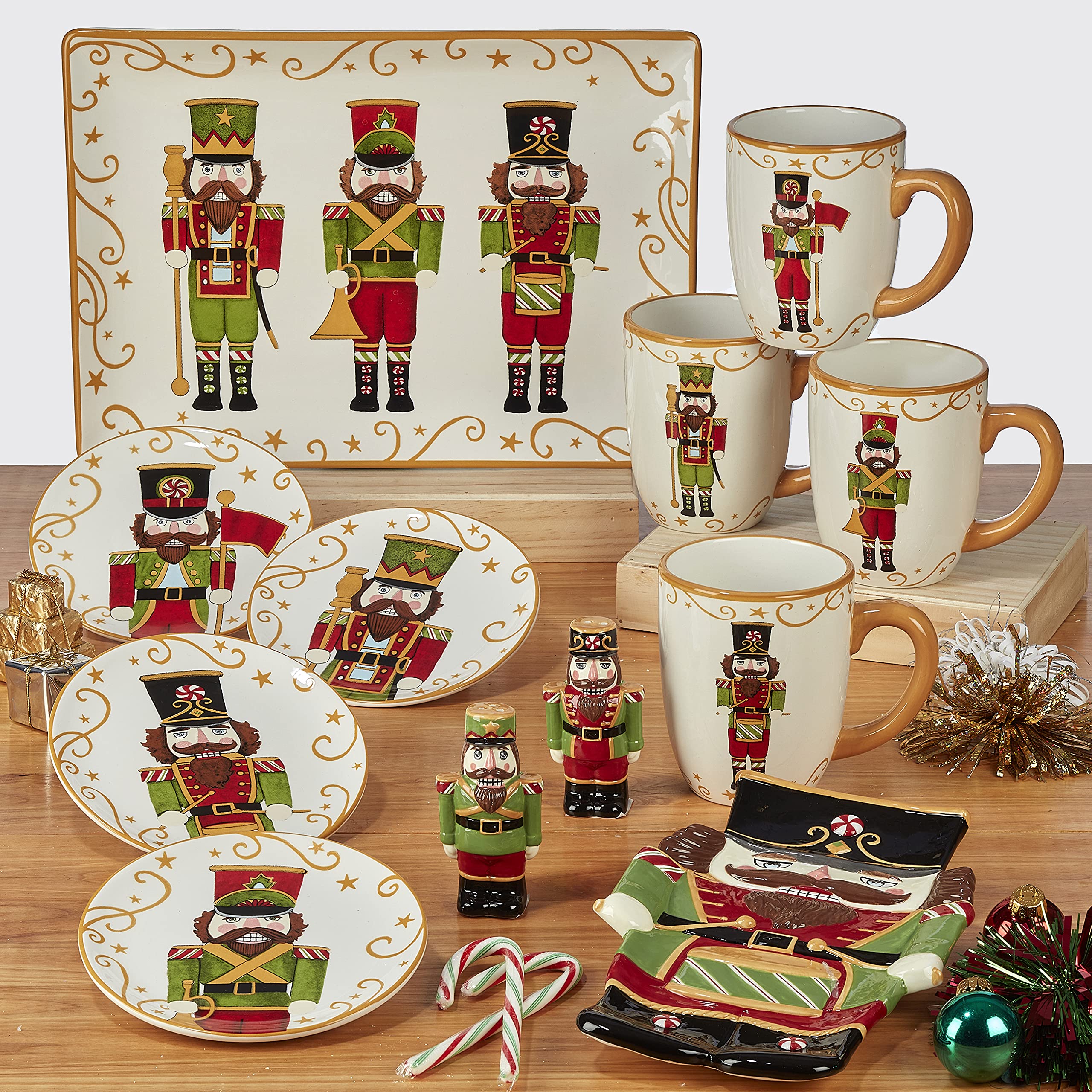 Certified International Holiday Magic Nutcracker 9" Dessert/Salad Plates, Multicolor, Medium, Set of 4