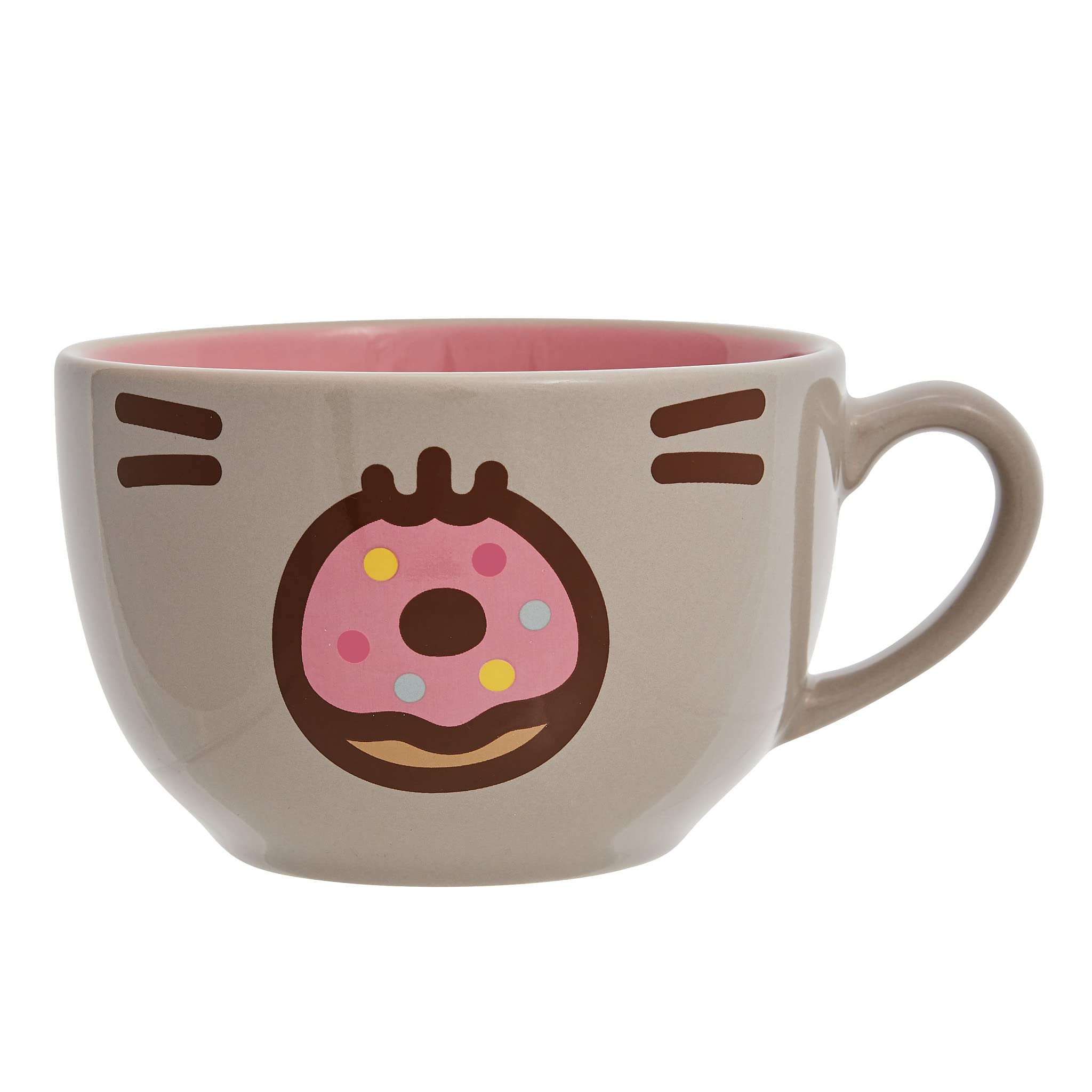 Enesco Pusheen The Cat Donut Face Latte Coffee Mug, 18 Ounce, Multicolor