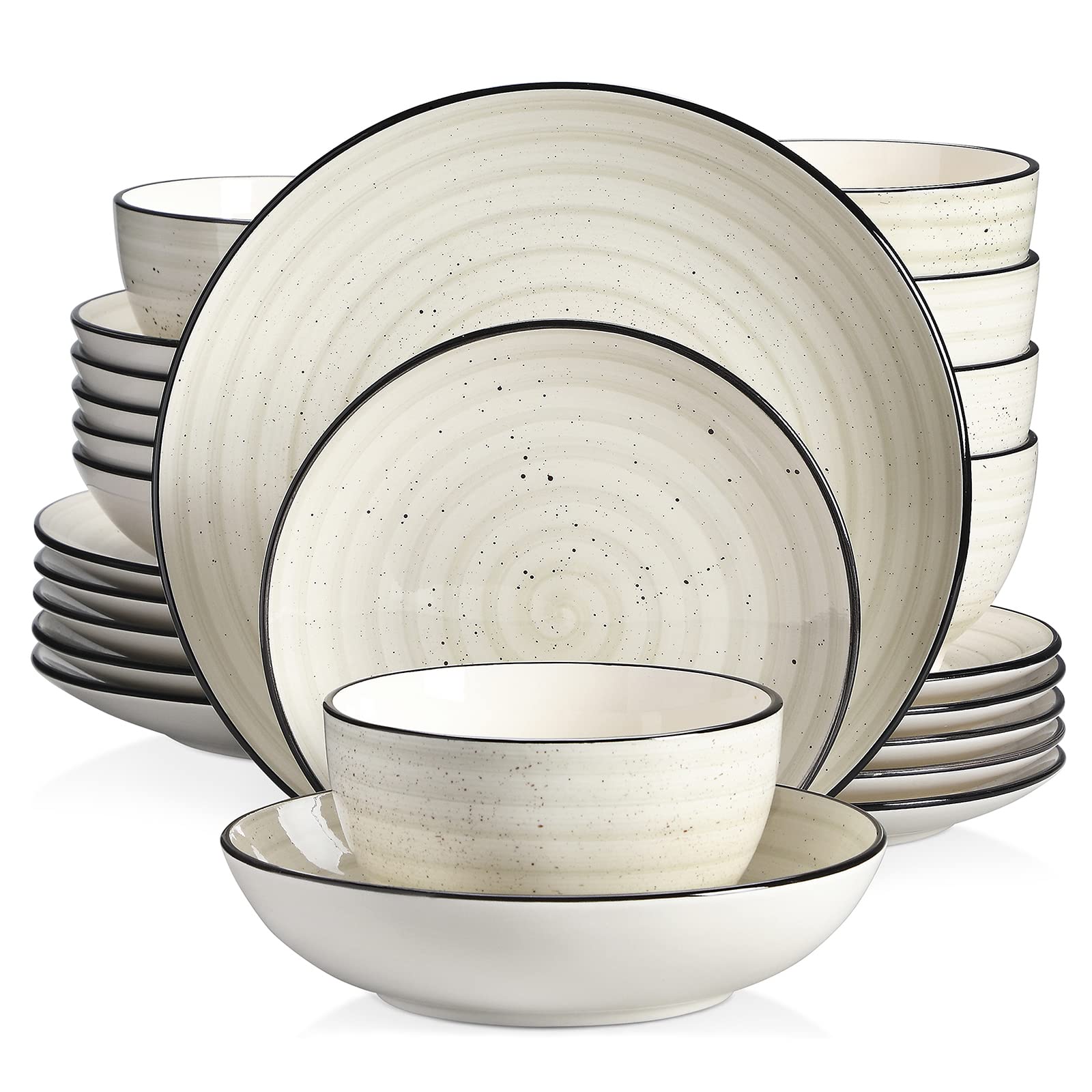 vancasso Bonbon Beige 24 Pieces Dinnerware Set and 6 Pieces 10.5 Inch Dinner Plates