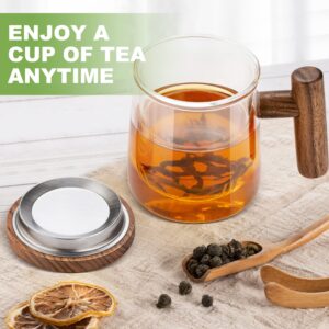 SUSTEAS Tea Cup with Infuser 13.5oz/400ml Glass Tea Mug with Lid - Clear Teacup with Wooden Handle for Tea Steeping at Home and Office, Housewarming & Birthday Gift