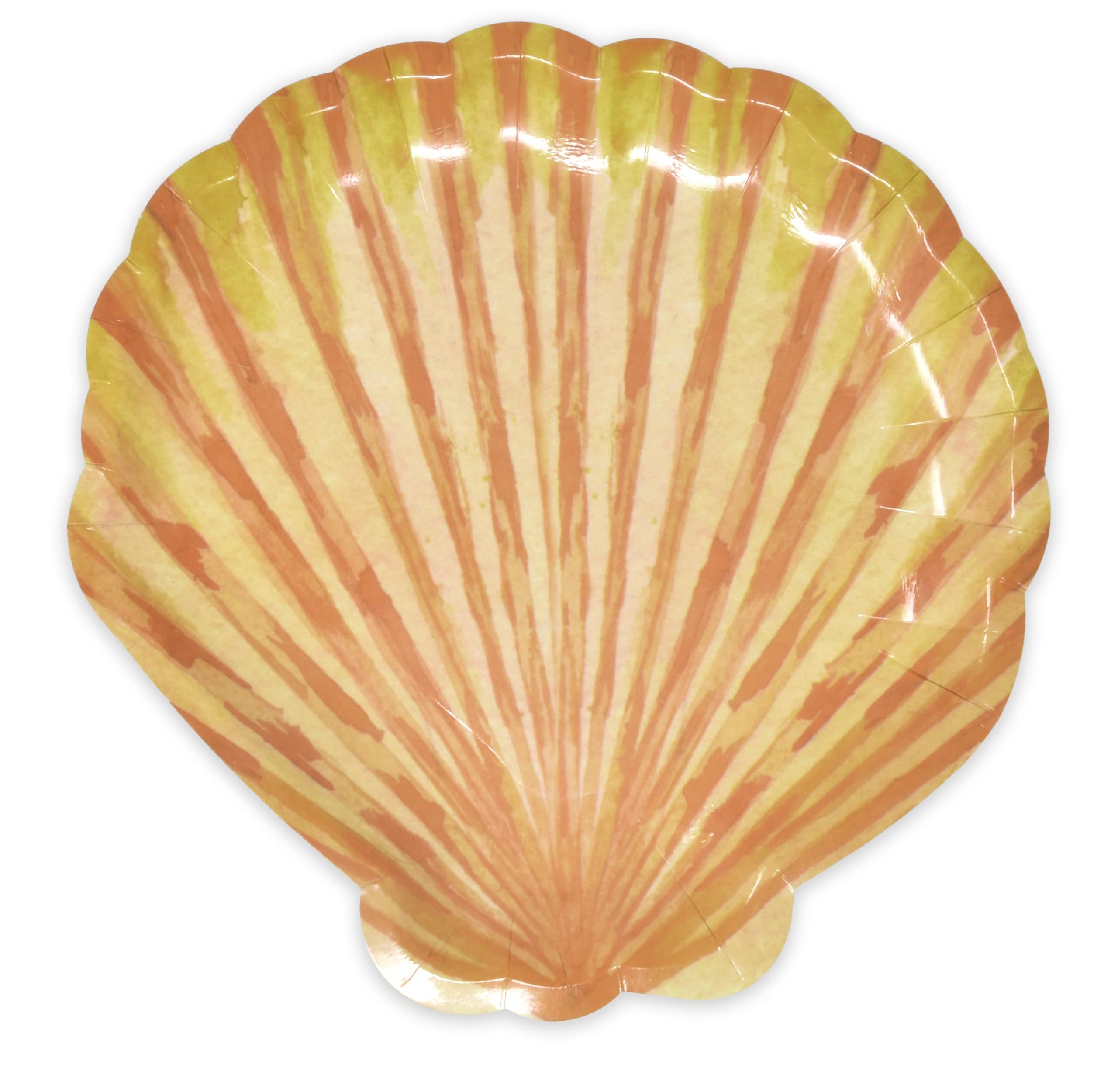 50 Sea Shell Paper Plates 8" Seashell Scalloped Shaped Disposable Dinner Plate Tableware Beige Clam Shells Design for Beach Pool BBQ Picnic Summer Spring Dinnerware Party Goods Supplies Decorations