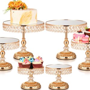 6 Pieces Gold Cake Stand Gold Round Dessert Stands Dessert Table Display Cupcake Display Stands Cake Pedestal Holder for Baby Shower Wedding Birthday Celebration Party Home Decor