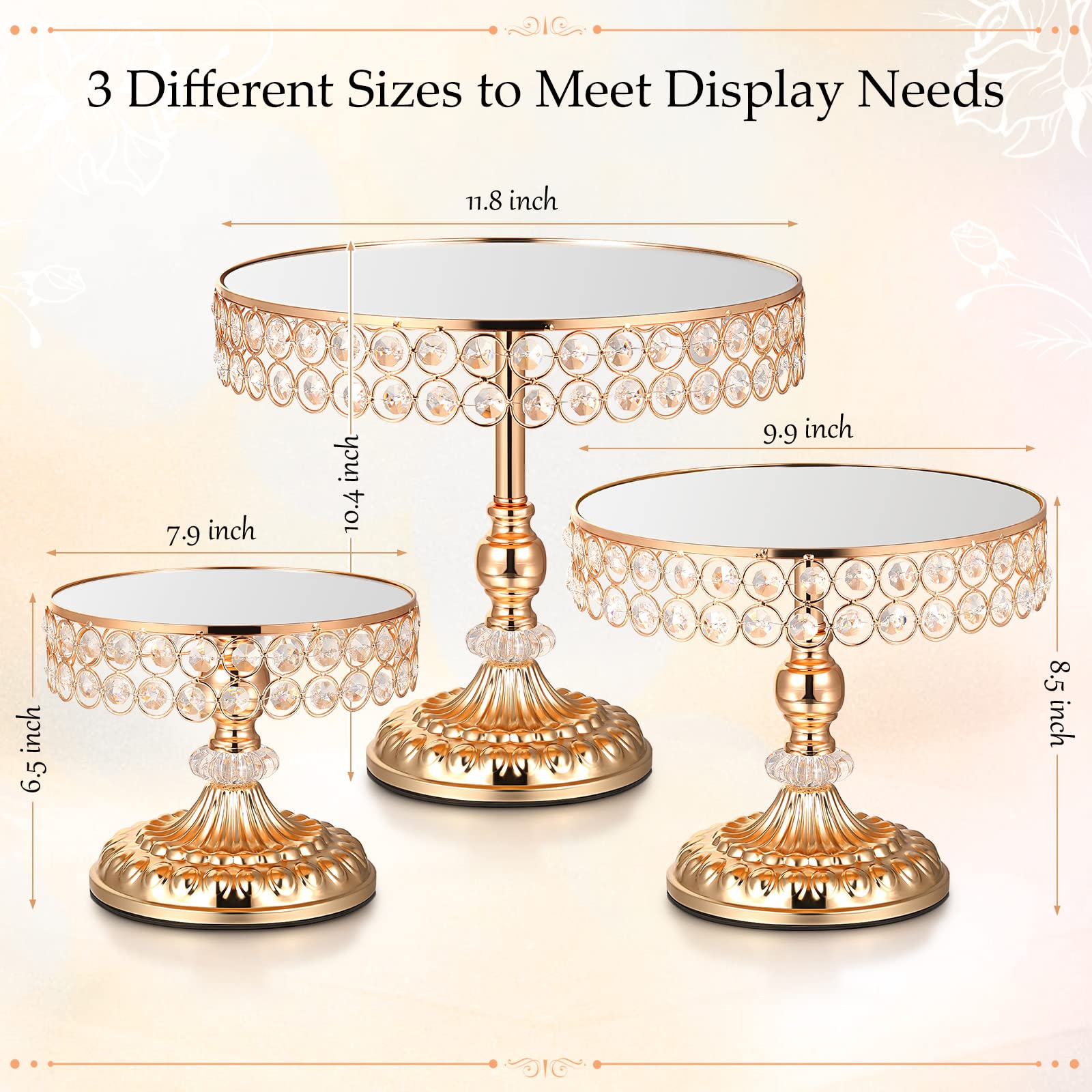 6 Pieces Gold Cake Stand Gold Round Dessert Stands Dessert Table Display Cupcake Display Stands Cake Pedestal Holder for Baby Shower Wedding Birthday Celebration Party Home Decor