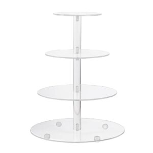 CECOLIC Acrylic Cupcake Stand Clear Cupcake Holder Display Stand Dessert Pastry Tower Stand for Wedding Birthday Bar Party Décor (Round - 4 Tier)