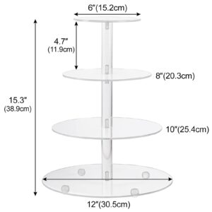 CECOLIC Acrylic Cupcake Stand Clear Cupcake Holder Display Stand Dessert Pastry Tower Stand for Wedding Birthday Bar Party Décor (Round - 4 Tier)