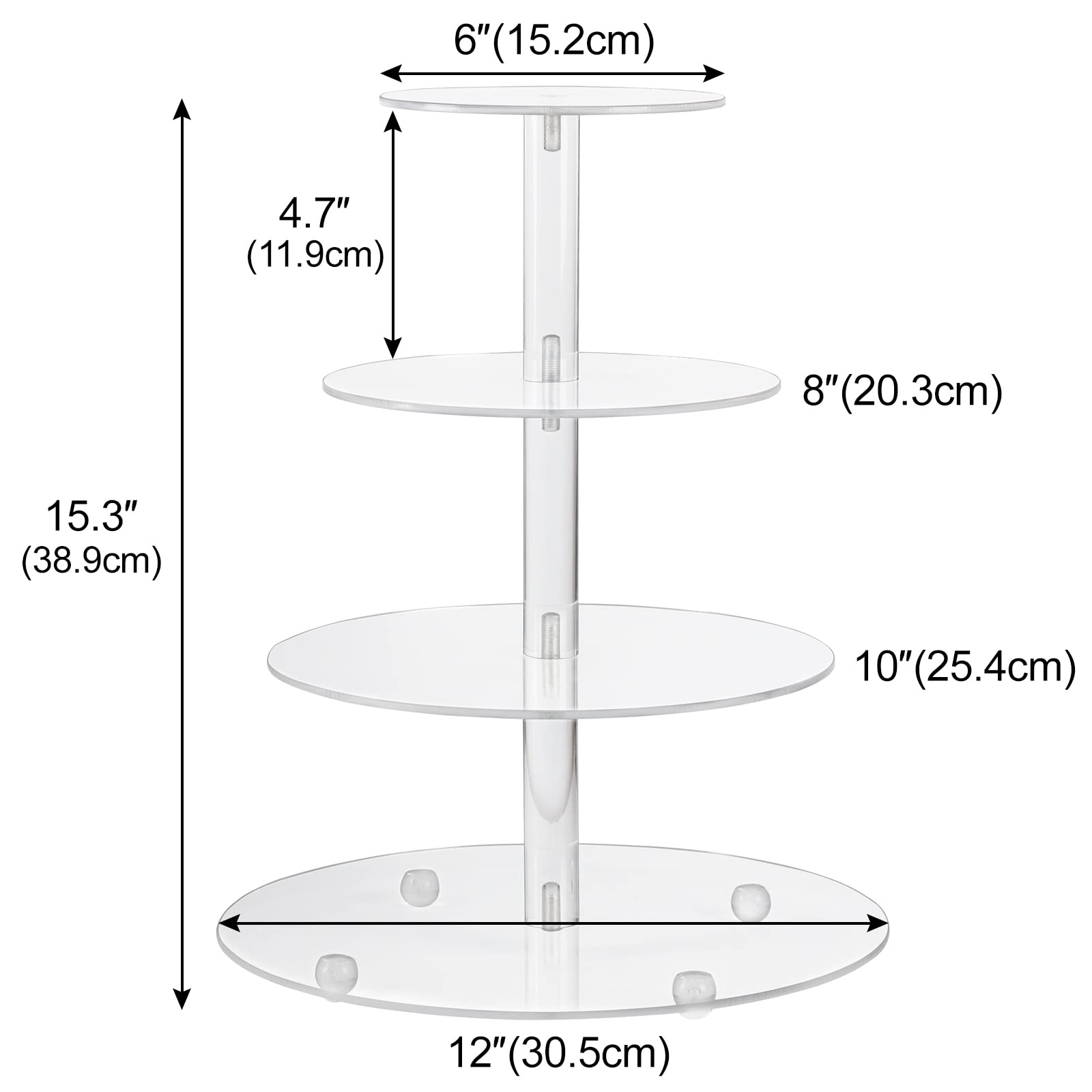 CECOLIC Acrylic Cupcake Stand Clear Cupcake Holder Display Stand Dessert Pastry Tower Stand for Wedding Birthday Bar Party Décor (Round - 4 Tier)