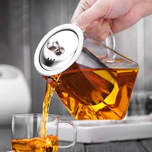 Warmyee Hofu Small Clear High Borosilicate Glass Tea Pot with Removable 304 Stainless Steel Infuser, Heat Resistant Loose Leaf Teapot,Stovetop Safe, 550 ml/19.3 Ounce.