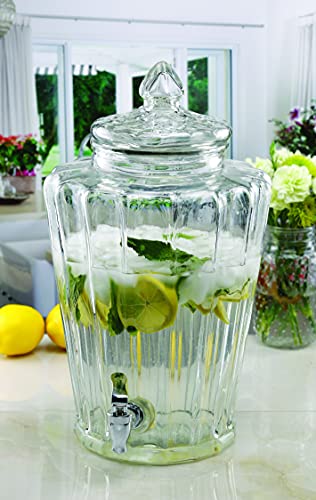 Style Setter Royal Ridge Beverage Dispenser Cold Drink Dispenser w/ 2.3-Gallon Capacity Glass Jug, Leak Proof Acrylic Spigot Great for Parties, Weddings & More