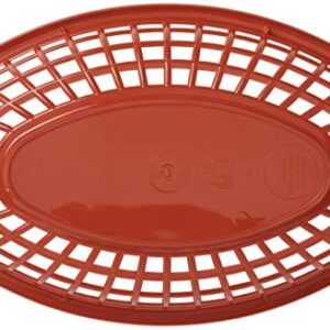 Tablecraft H1074RWB 6 Piece Classic Oval Plastic Baskets, Red/White and Blue