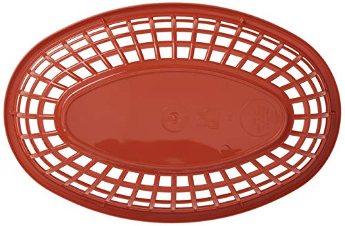 Tablecraft H1074RWB 6 Piece Classic Oval Plastic Baskets, Red/White and Blue